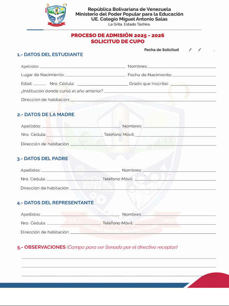 Solicitud de Cupo | PDF