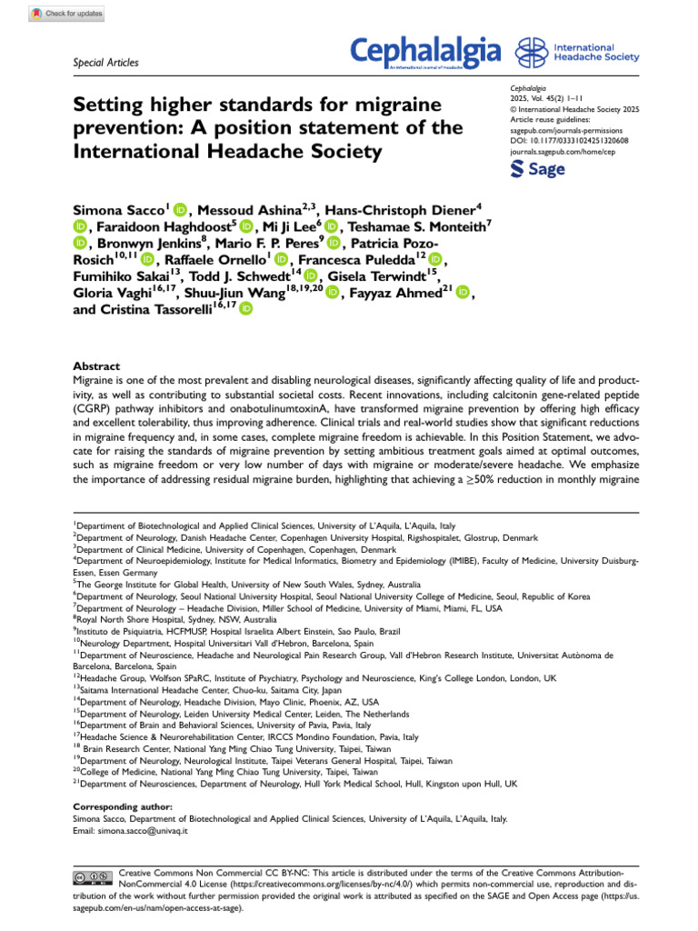 Setting Higher Standards For Migraine Prevention A Position Statement ...