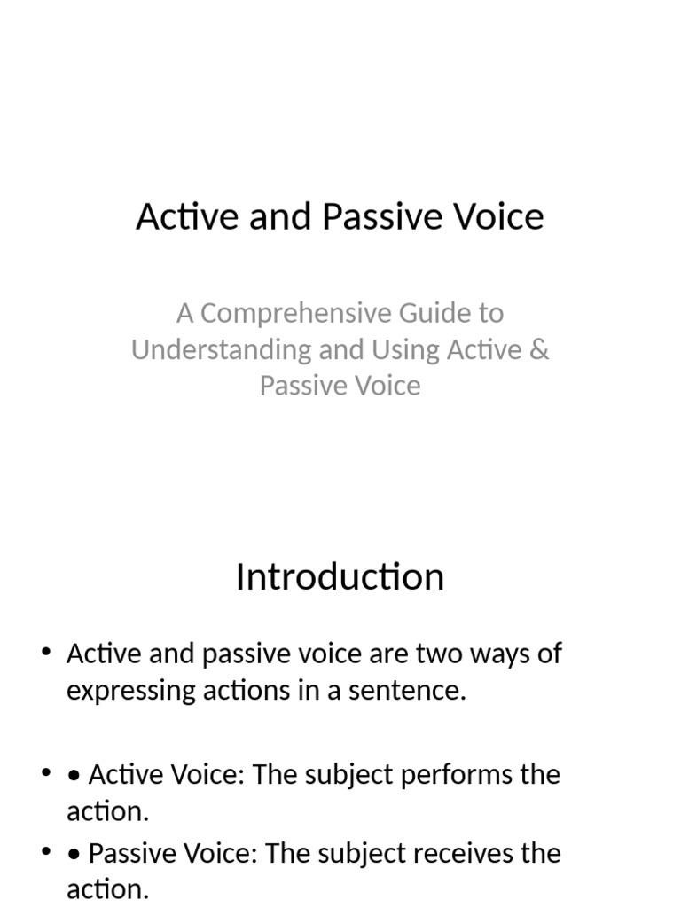 Active and Passive Voice Presentation | PDF