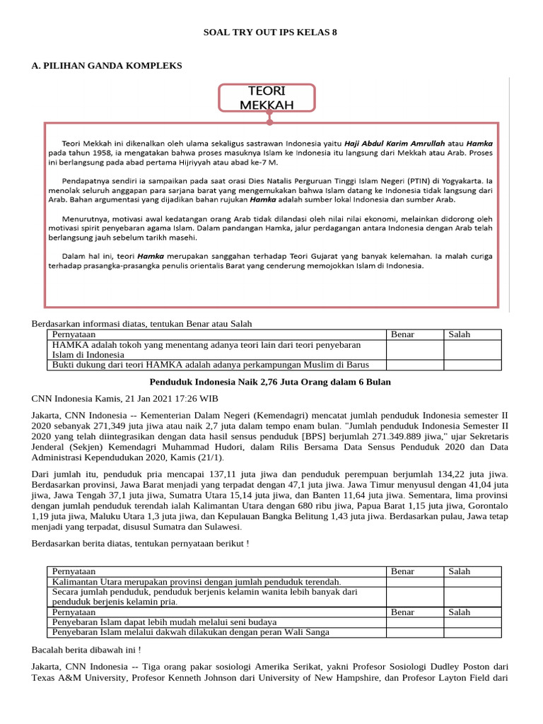 Soal Try Out Ips Kelas 8 All | PDF