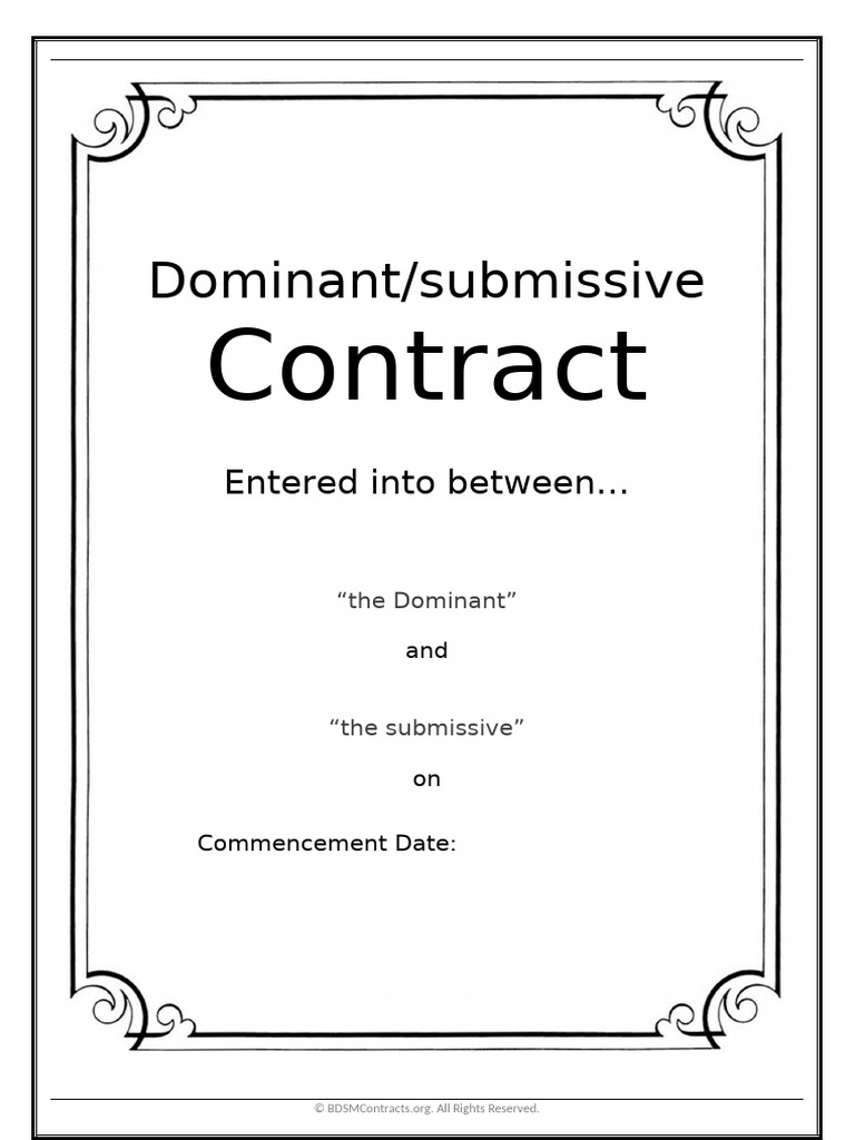 Dominant Female Submissive Contract | PDF | Intimate Relationships ...