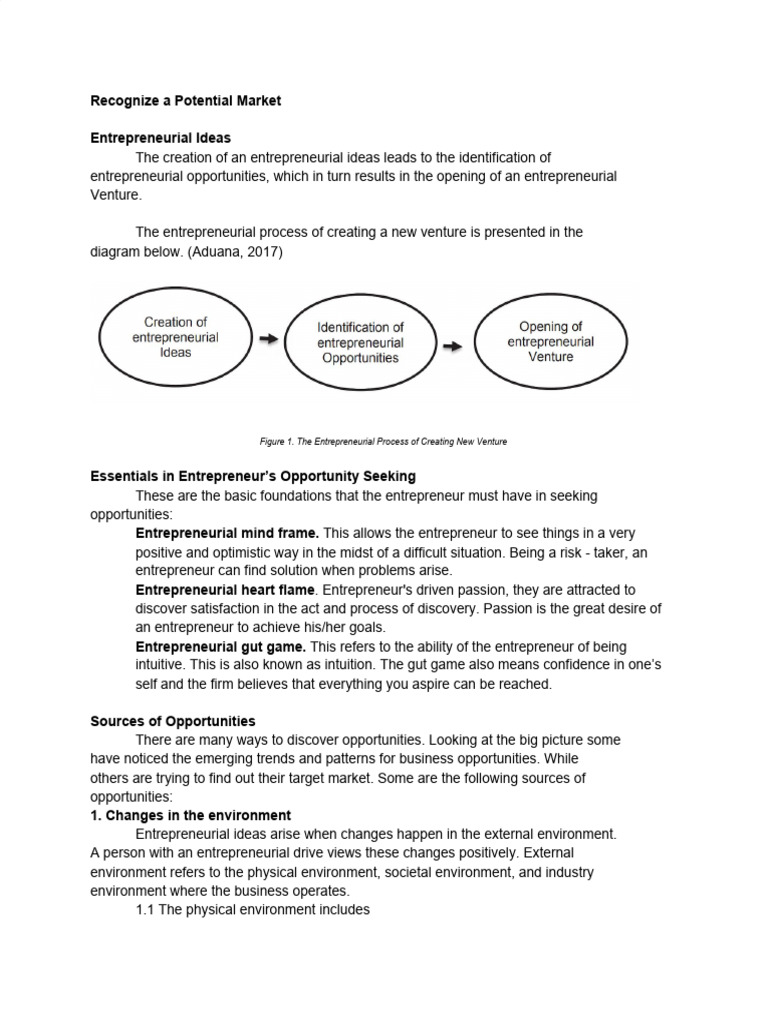 Recognize A Potential Market | PDF | Entrepreneurship | Business Economics