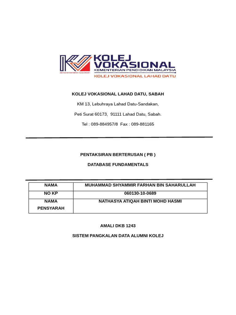 PB Data Alumni DKB 1243 | PDF
