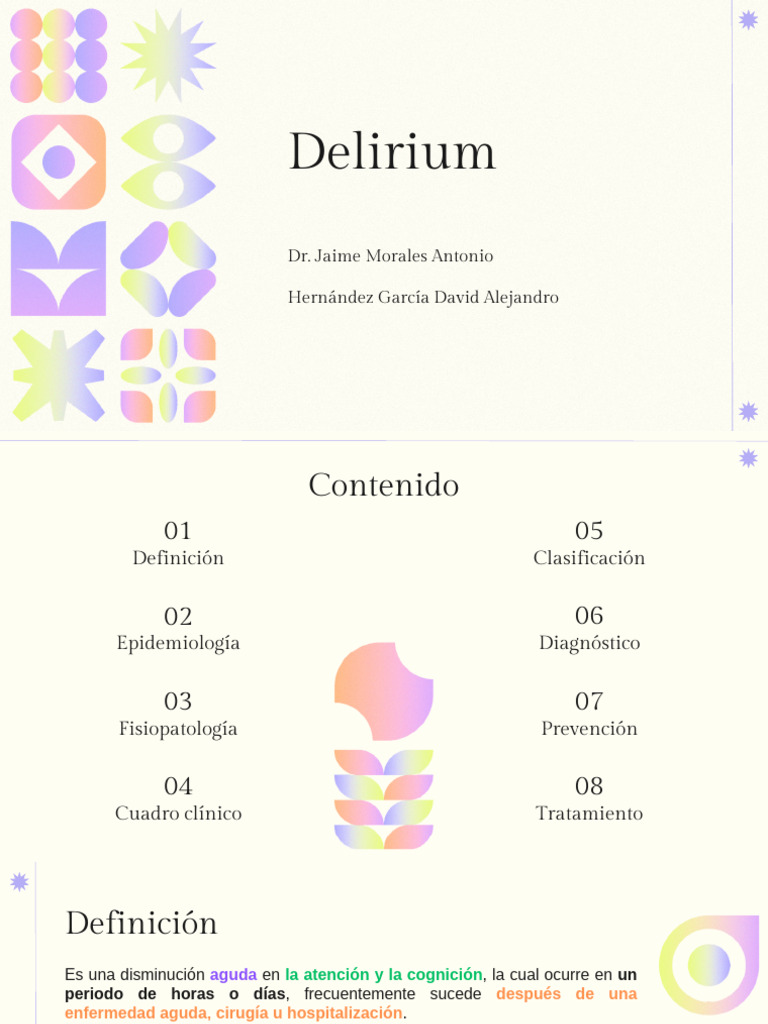 Delirium: Definición y Tratamiento | PDF | Geriatría | Medicina CLINICA