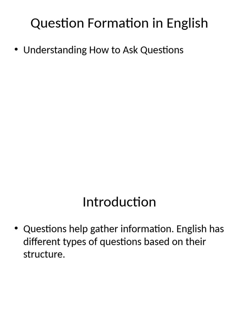 Question Formation English | PDF