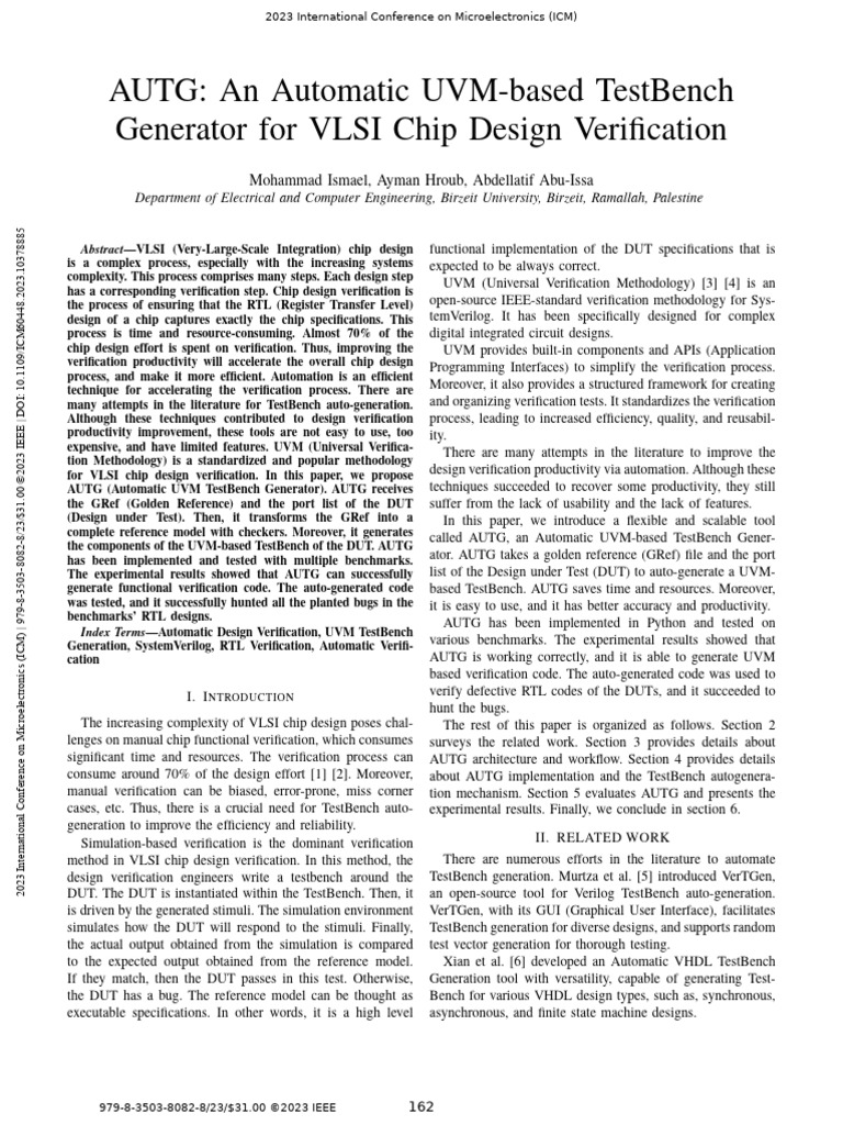 AUTG An Automatic UVM-based TestBench Generator For VLSI Chip Design ...