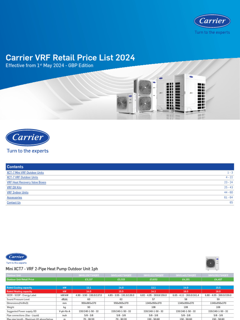 Carrier VRF Price List 2024 | PDF | Heat Pump | Air Conditioning