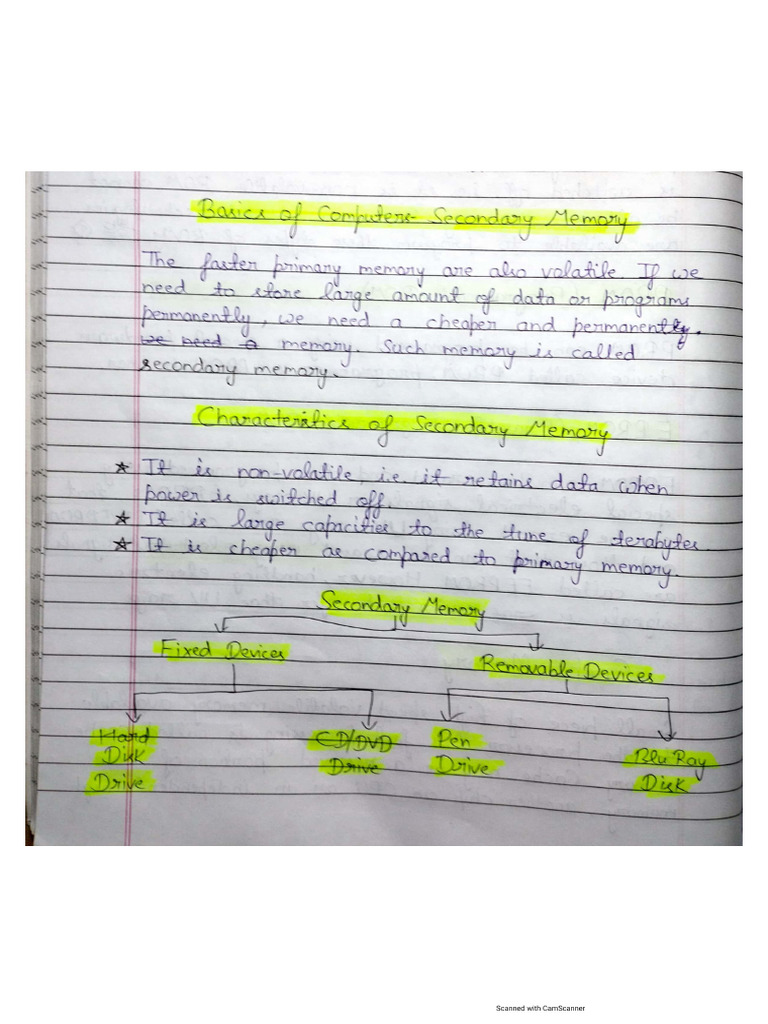 Basics of Computer- Secondary Memory | PDF