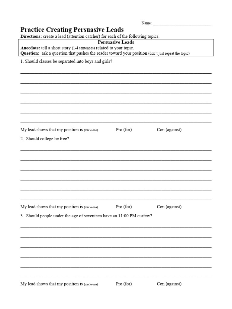 Persuasive Writing Practice Guide | PDF