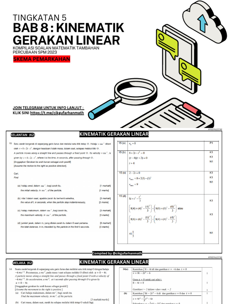 F5C8 KINEMATIK GERAKAN LINEAR (SKEMA) - @cikgufarhanmath | PDF