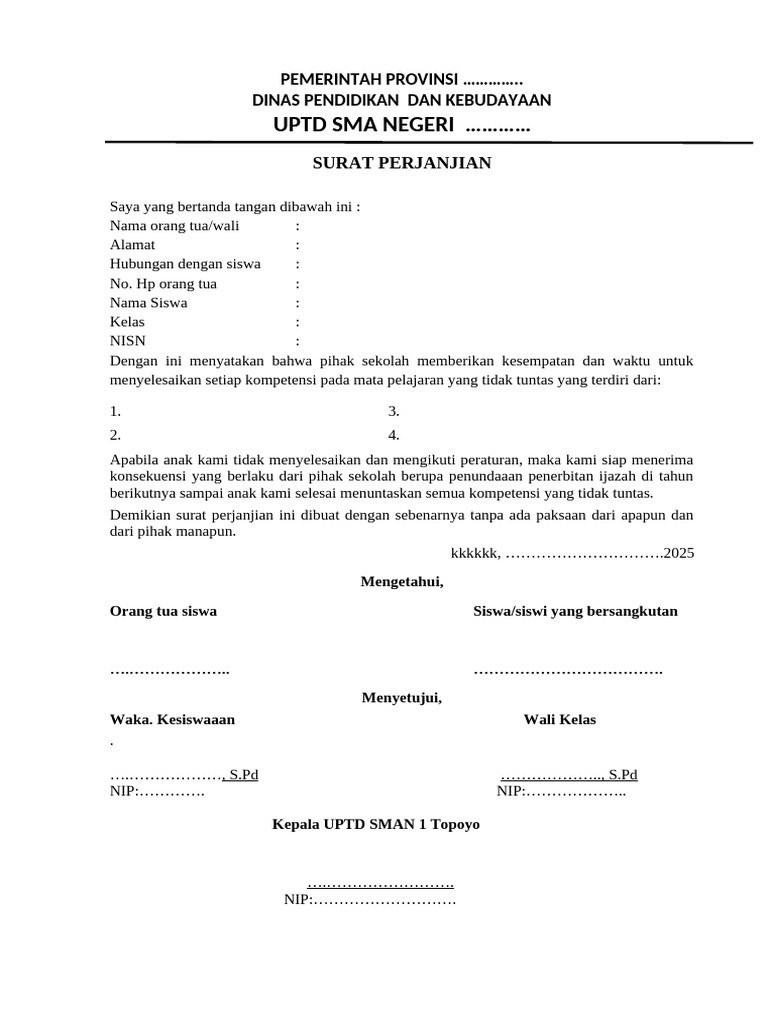 Surat Perjanjian Siswa | PDF