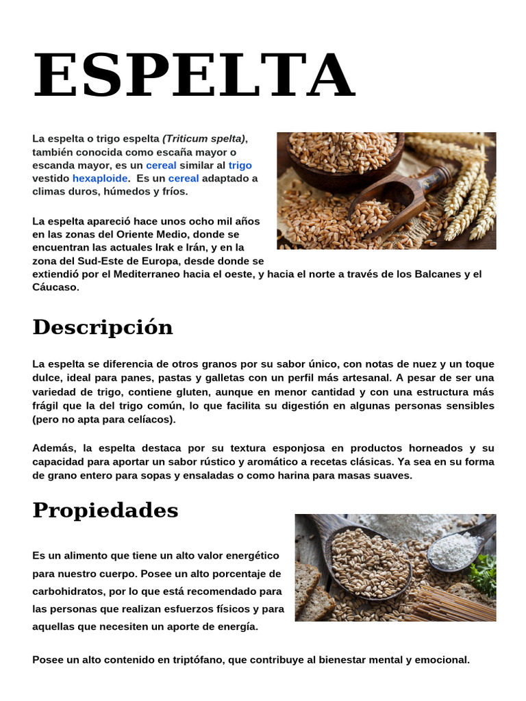 Beneficios y usos de la espelta | PDF | Trigo