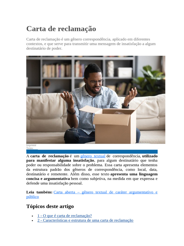 Carta de reclamação | PDF | Gênero | Estudos de Gênero