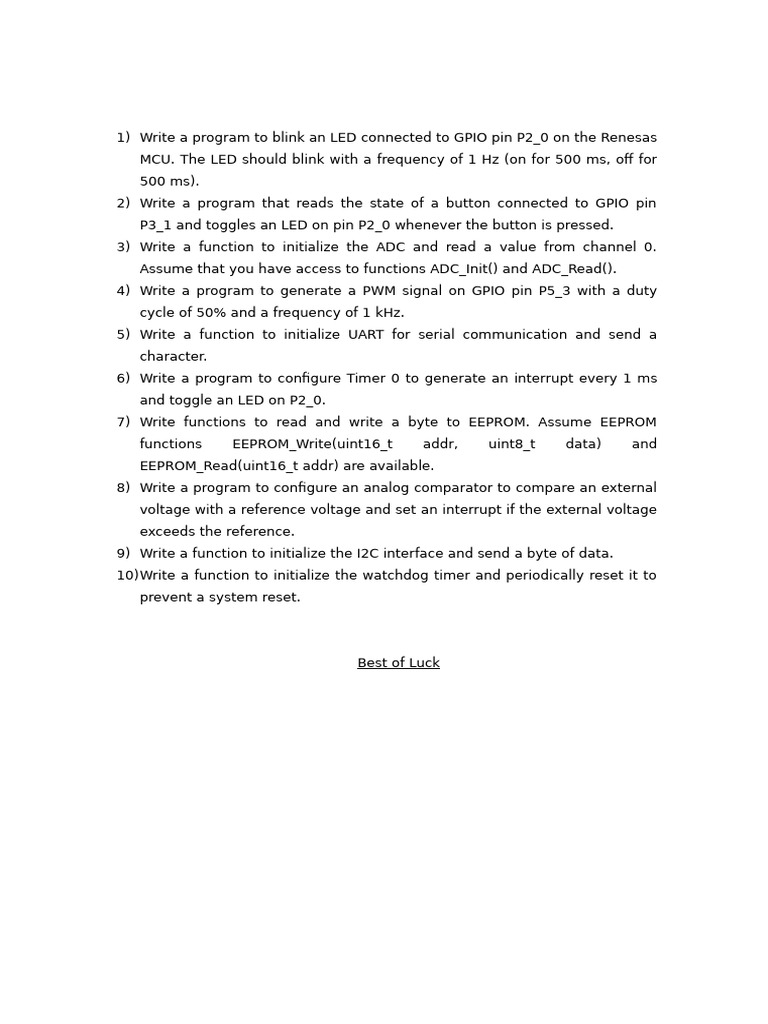 Renesas MCU GPIO and Peripheral Programming | PDF