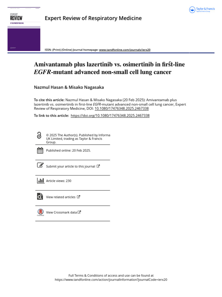 Amivantamab Plus Lazertinib vs Osimertinib in First Line Egfr Mutant | PDF | Epidermal Growth ...