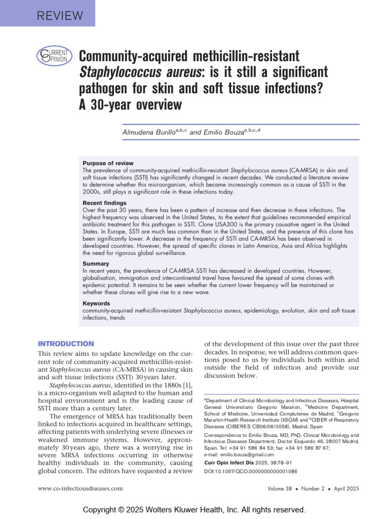 Community Acquired Methicillin Resistant Staphylococcus Aureus Is | PDF | Methicillin Resistant ...
