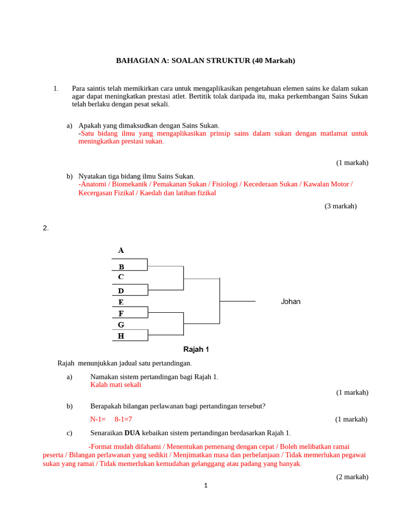 PAT SAINS SUKAN T4 2024 Kertas 2 Skema | PDF