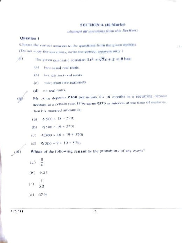 ICSE Class 10 Maths Sample Paper 2025 | PDF
