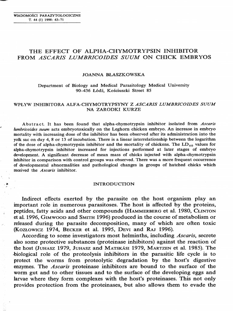 The Effect of Alpha Chymotrypsin in | PDF | Egg | Protease