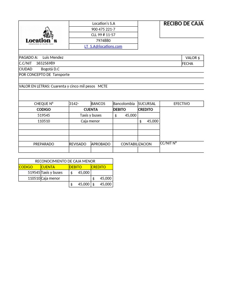 Recibos y Reembolsos de Caja Menor | PDF | Finanzas personales ...
