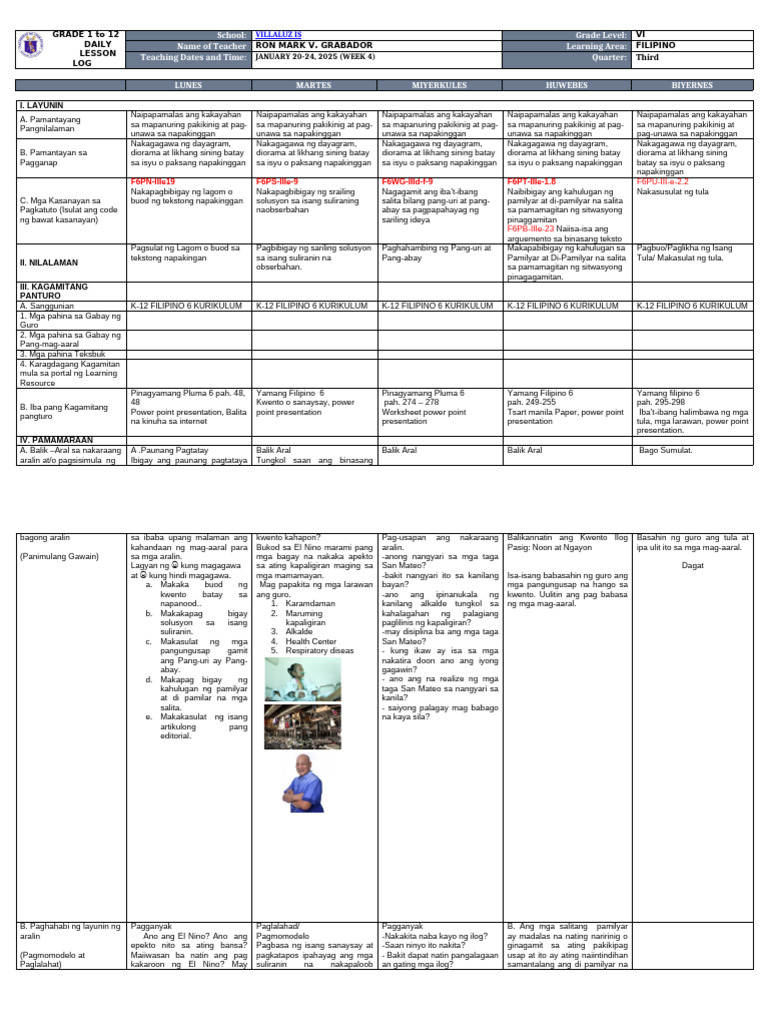 DLL_FILIPINO 6_Q3_W4 | PDF