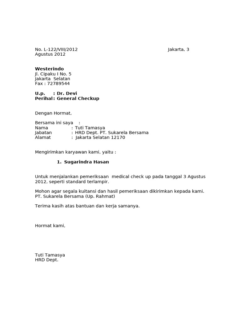Surat Pengantar MCU | PDF