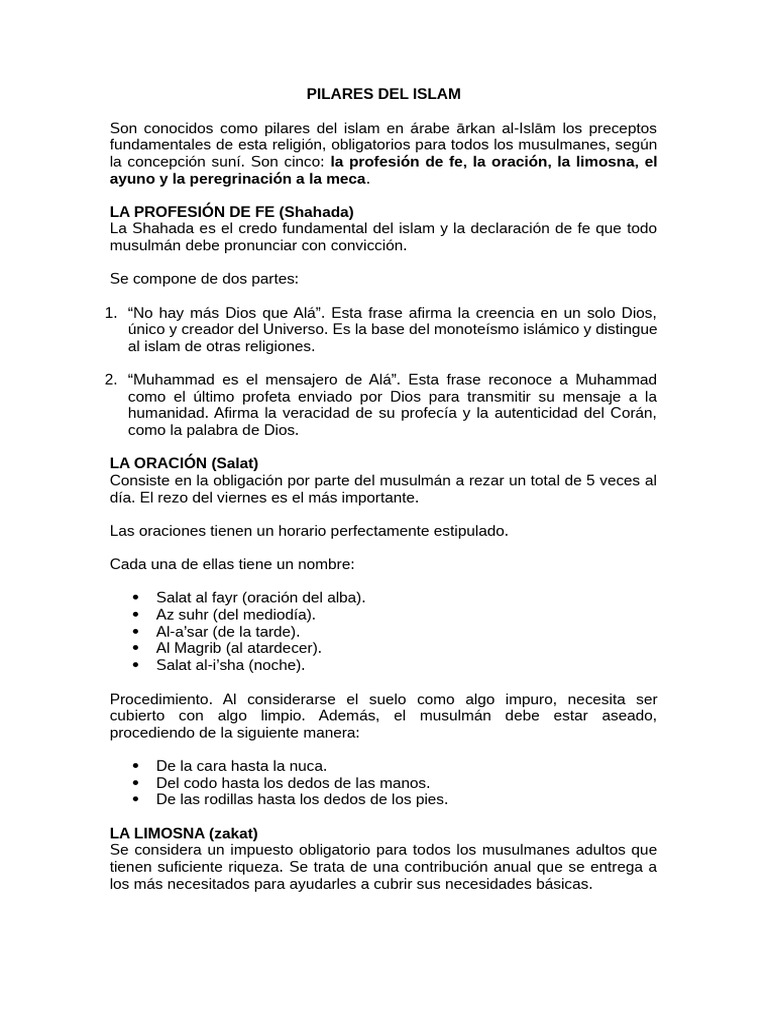 Los 5 Pilares del Islam | PDF | Hayy | Oración