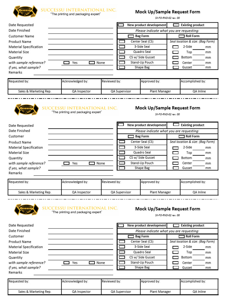 02 Mock Up Sample Request Form | PDF