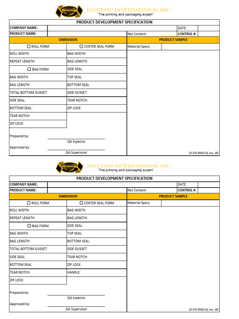 Product Development Specification Guide | PDF