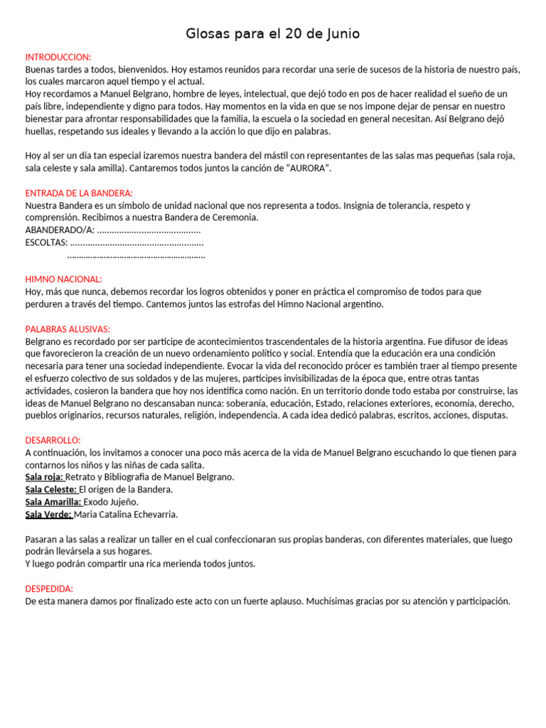 Glosas para el 20 de Junio | PDF | Bandera