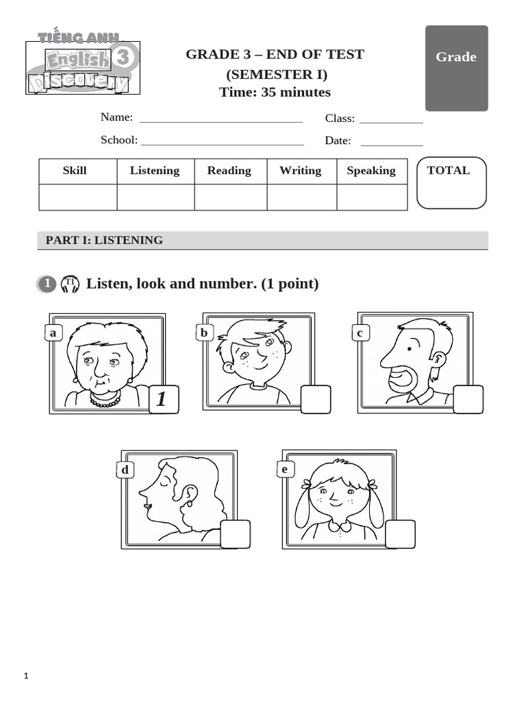 ĐỀ A - GRADE 3 - END OF TEST-TIME | PDF