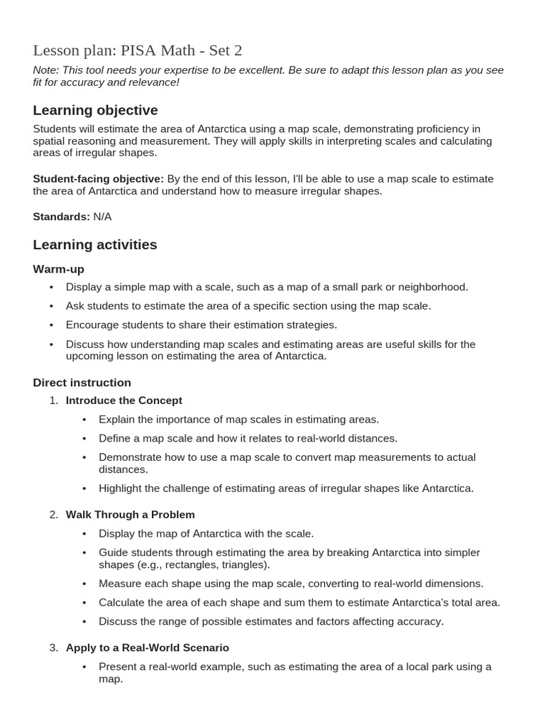 Lesson Plan - PISA Math - Set 2 | PDF | Area | Shape