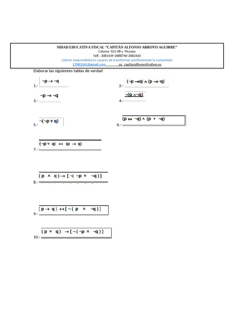 Tablas de Verdad 3333333 | PDF