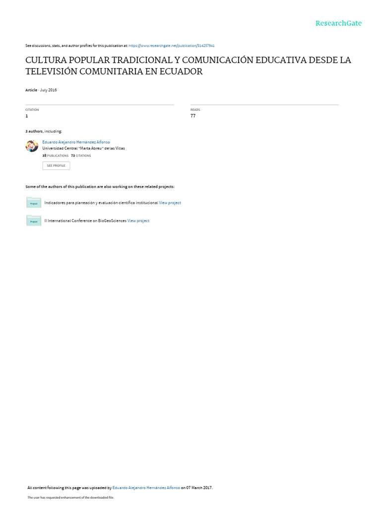 COMUNIC. EDUC. Y CULTURA POP. | PDF | Ecuador | Teoría