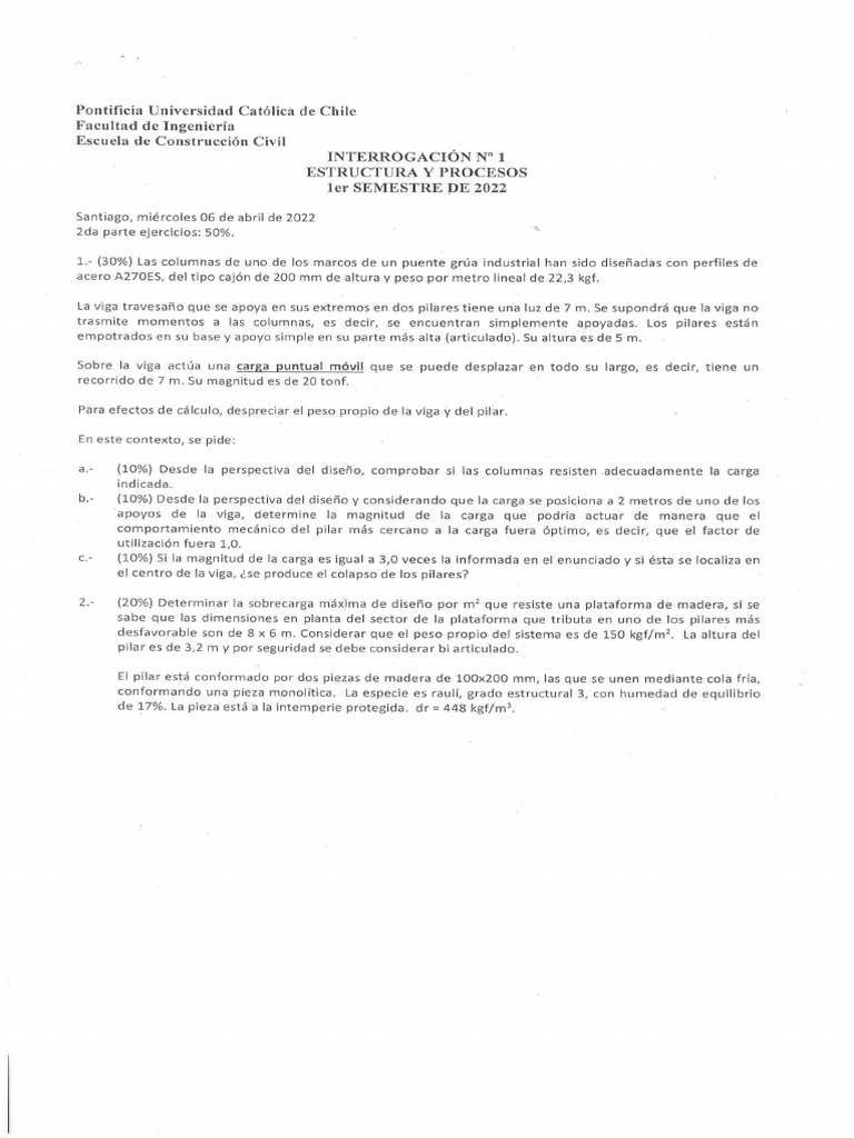 EJE Interrogación #1 Estructura y Procesos 012022 PAUTA | PDF
