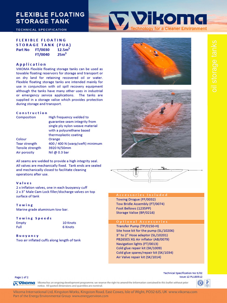 12.5m³ Flexible Storage Tank Specs | PDF | Length