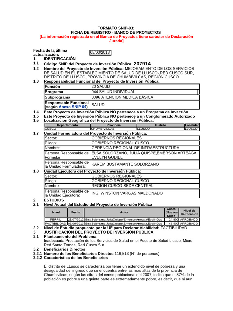 Formato Snip Llusco | PDF