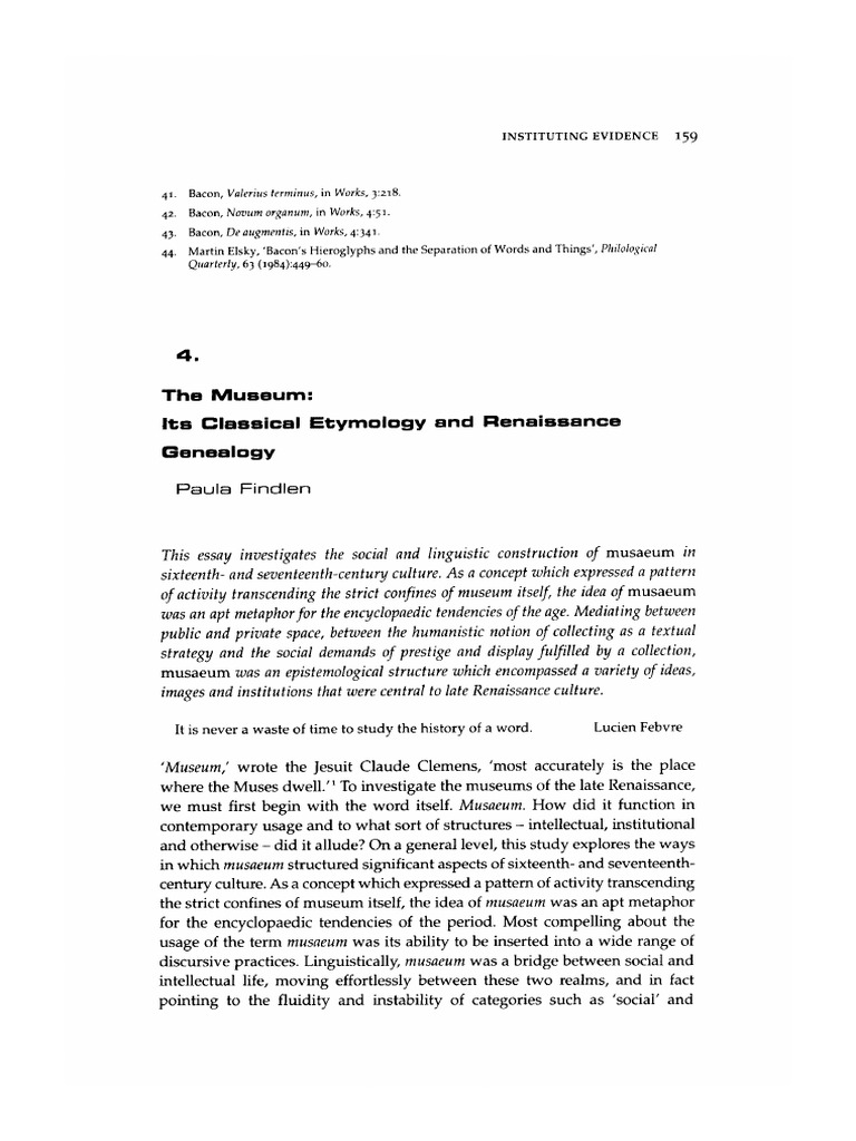 Findlen. The Museums. Its Classical Etymology and Renaissance Genealogy ...