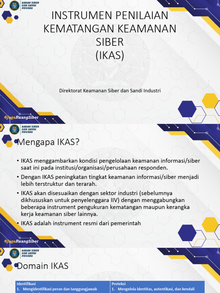Catur Agus (BSSN) - INSTRUMEN PENILAIAN KEMATANGAN KEAMANAN SIBER (IKAS) | PDF