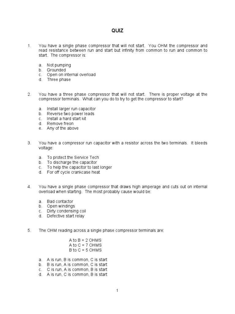 Employee Quiz | PDF | Heat Pump | Air Conditioning