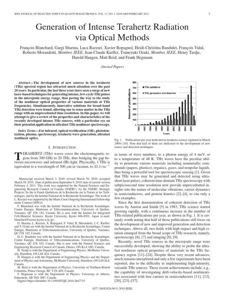 Generation of Intense Terahertz Radiation via Optical Methods | PDF | Terahertz Radiation ...
