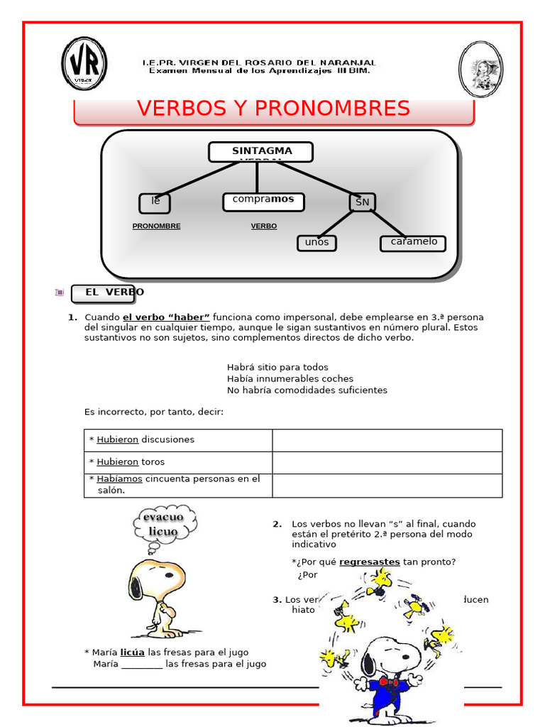 Reglas de Verbos y Pronombres en Español | PDF | Verbo | Unidades ...