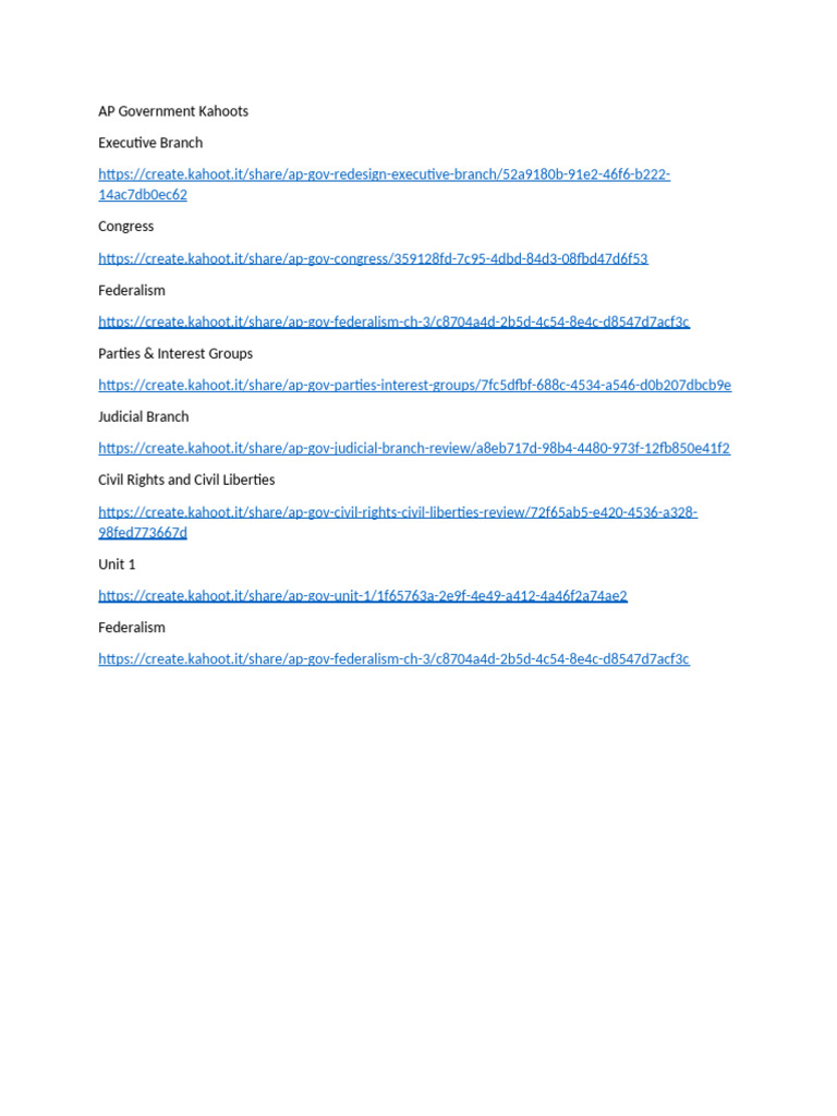 AP Government Kahoots | PDF