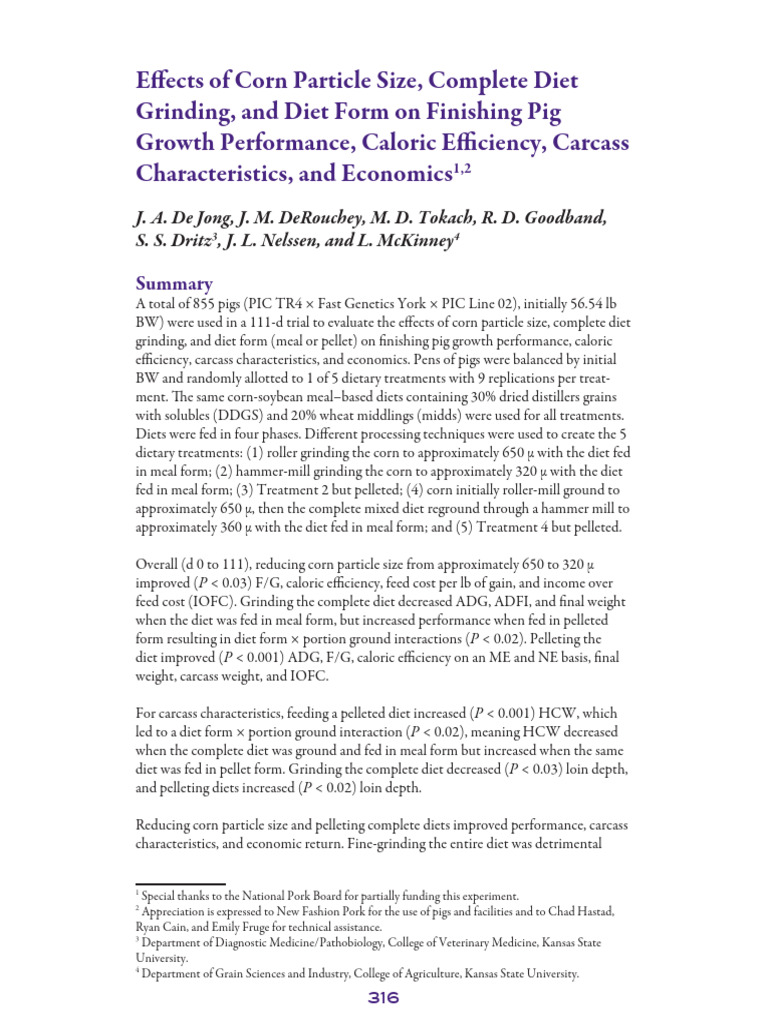 29 Corn Particle Size, Complete Diet Grinding Pg316-324 | PDF | Maize ...