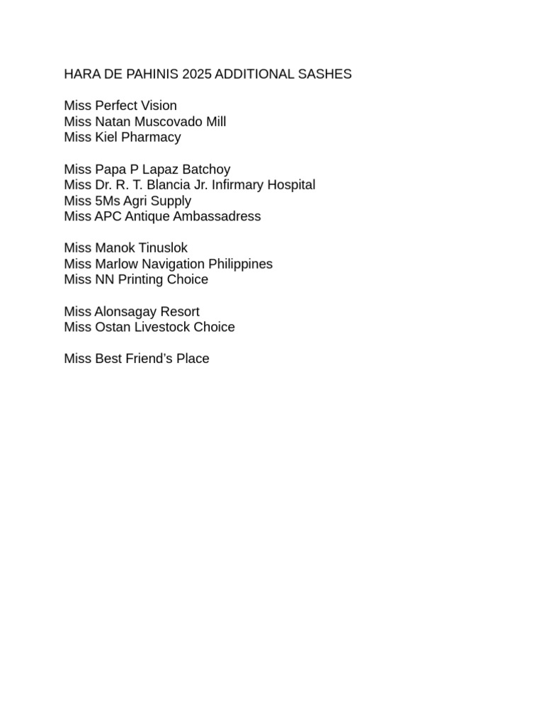 Additional Sashes | PDF