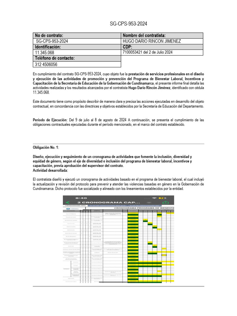 Informe Final Contrato SG-CPS-953-2024 | PDF