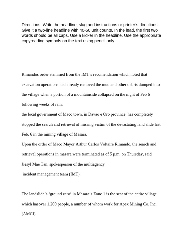 Davao de Oro ends search operation for landslide victims | PDF