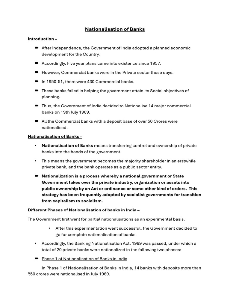 Nationalisation of Banks | PDF | Banks | Nationalization