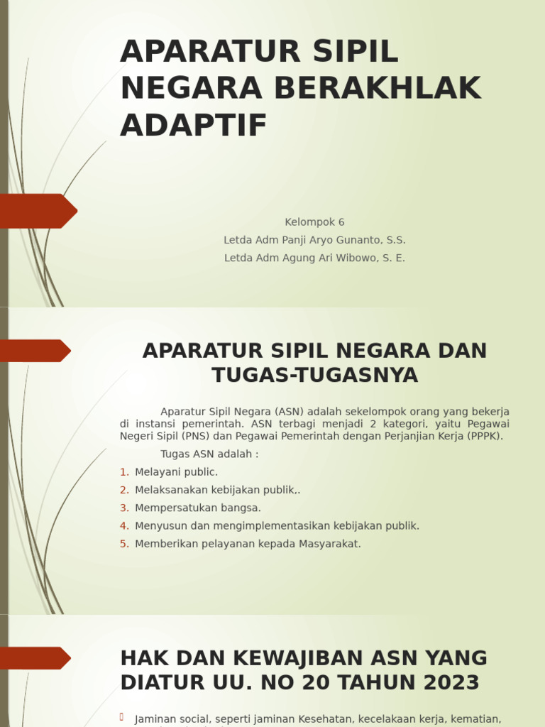 Aparatur Sipil Negara Berakhlak Adaptif | PDF