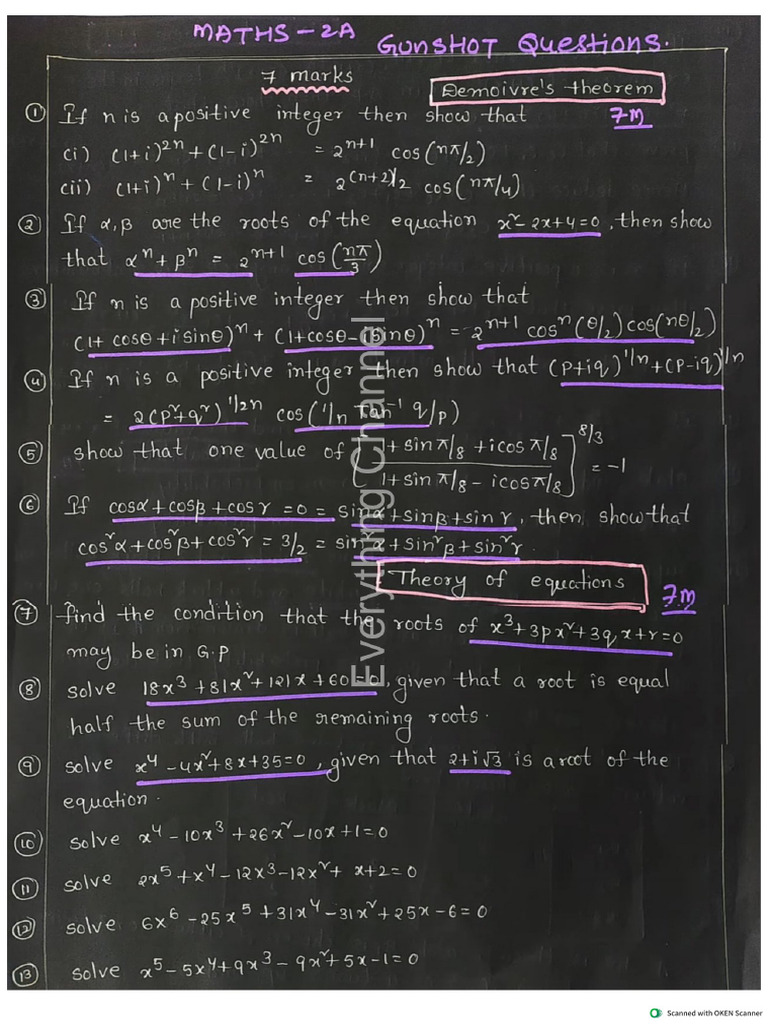 Inter Maths 2A Gunshot Questions | PDF